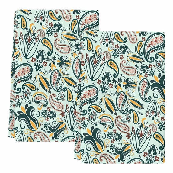 Dish Towels, Green Flower Absorbent Kitchen Towels 2 PCS, Abstract ...