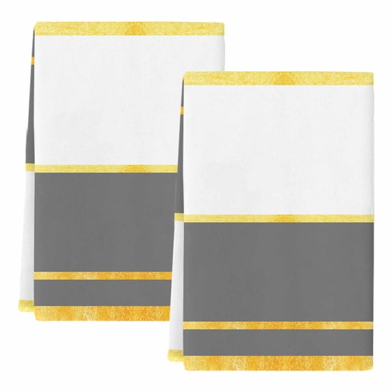 Dish Towels, Grey Absorbent Kitchen Towels 2 PCS, Luxury Golden Stripes ...