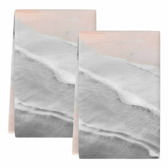 Dish Towels, Grey Ocean Waves Absorbent Kitchen Towels 2 PCS, Ombre ...