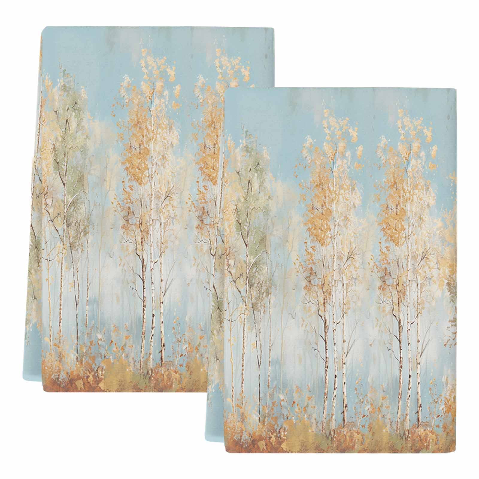 Dish Towels, Light Brown Tree Plant Absorbent Kitchen Towels 2 PCS ...