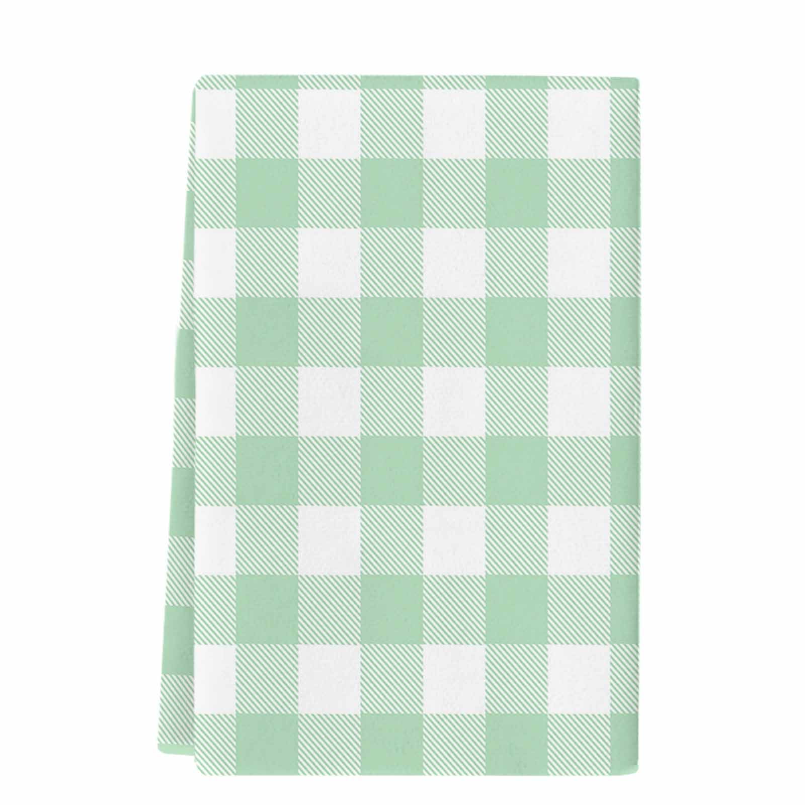 Dish Towels, Light Green Buffalo Check Plaid Absorbent Kitchen Towels 1 ...