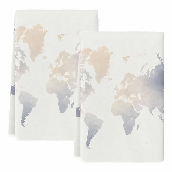 Dish Towels, Maps Of The World Absorbent Kitchen Towels 2 PCS, Earth ...