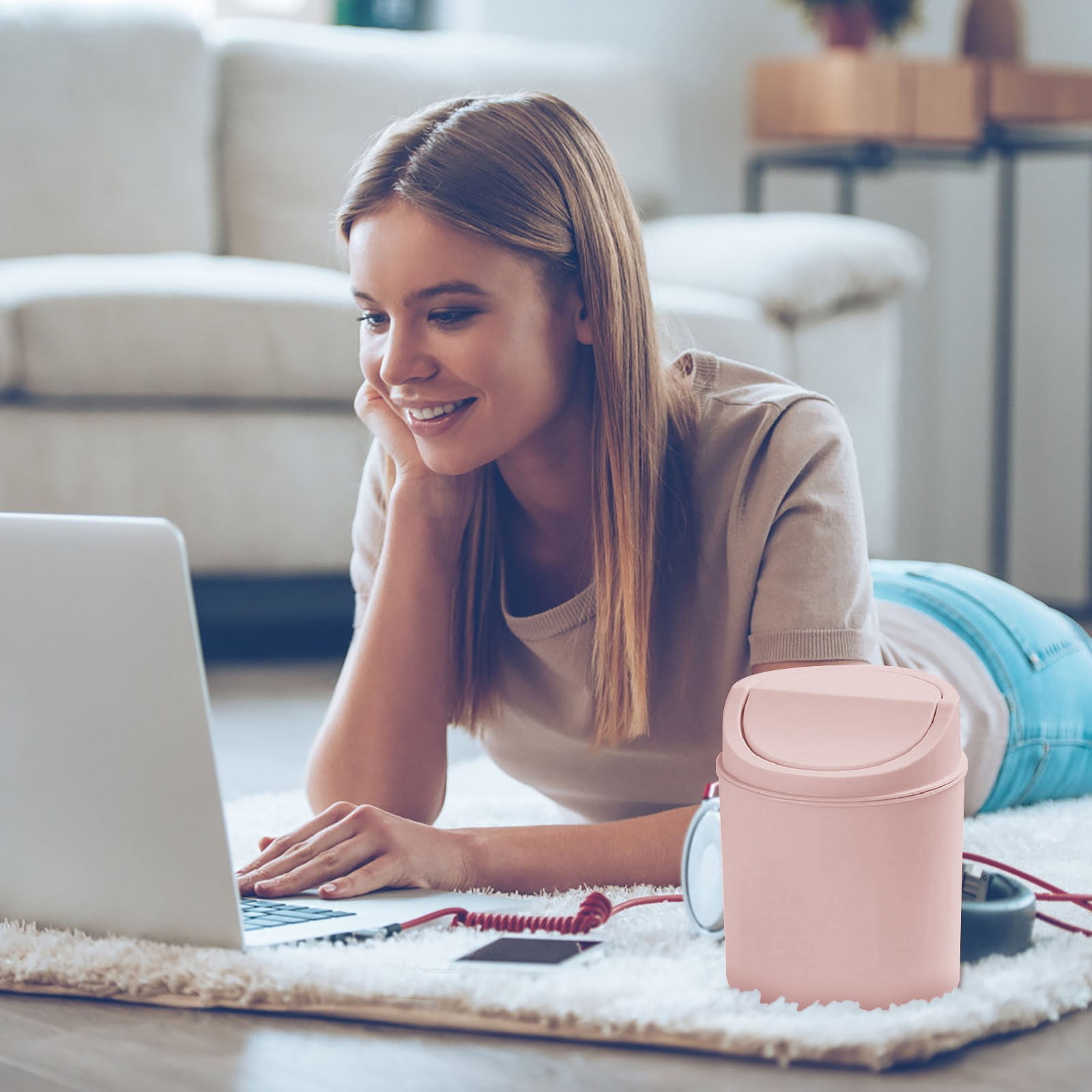 Dish Towels,Mini Tabletop Trash Cans Can Mini Room Creative Cover ...