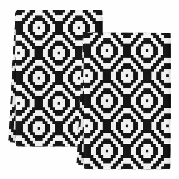 Dish Towels, Modern Geometric Absorbent Kitchen Towels 2 PCS, Black ...