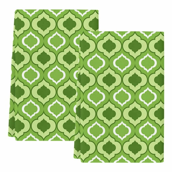 Dish Towels, Moroccan Pattern Absorbent Kitchen Towels 2 PCS, Green ...