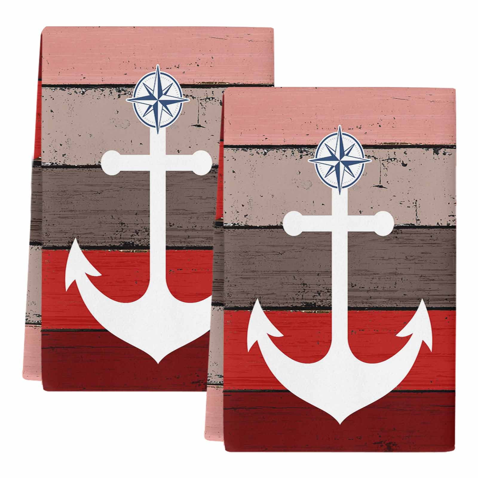 Dish Towels, Nautical Anchor Absorbent Kitchen Towels 2 PCS, Vintage ...