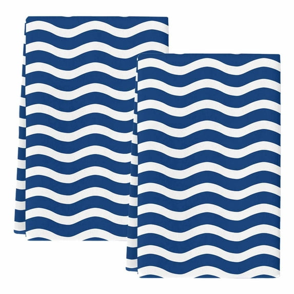 Dish Towels, Nautical Waves Absorbent Kitchen Towels 2 PCS, Navy Blue ...