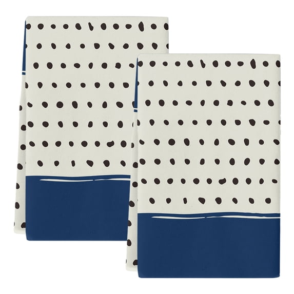 Dish Towels, Navy Blue Absorbent Kitchen Towels 2 PCS, Solid Color Dots ...