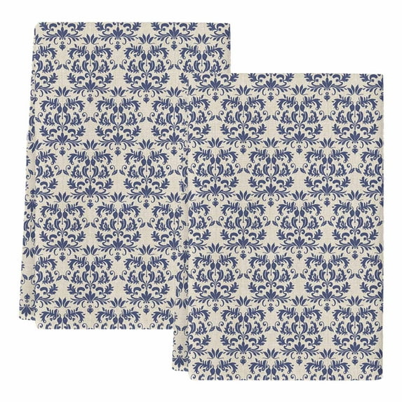 Dish Towels, Navy Blue Baroque Pattern Absorbent Kitchen Towels 2 PCS ...