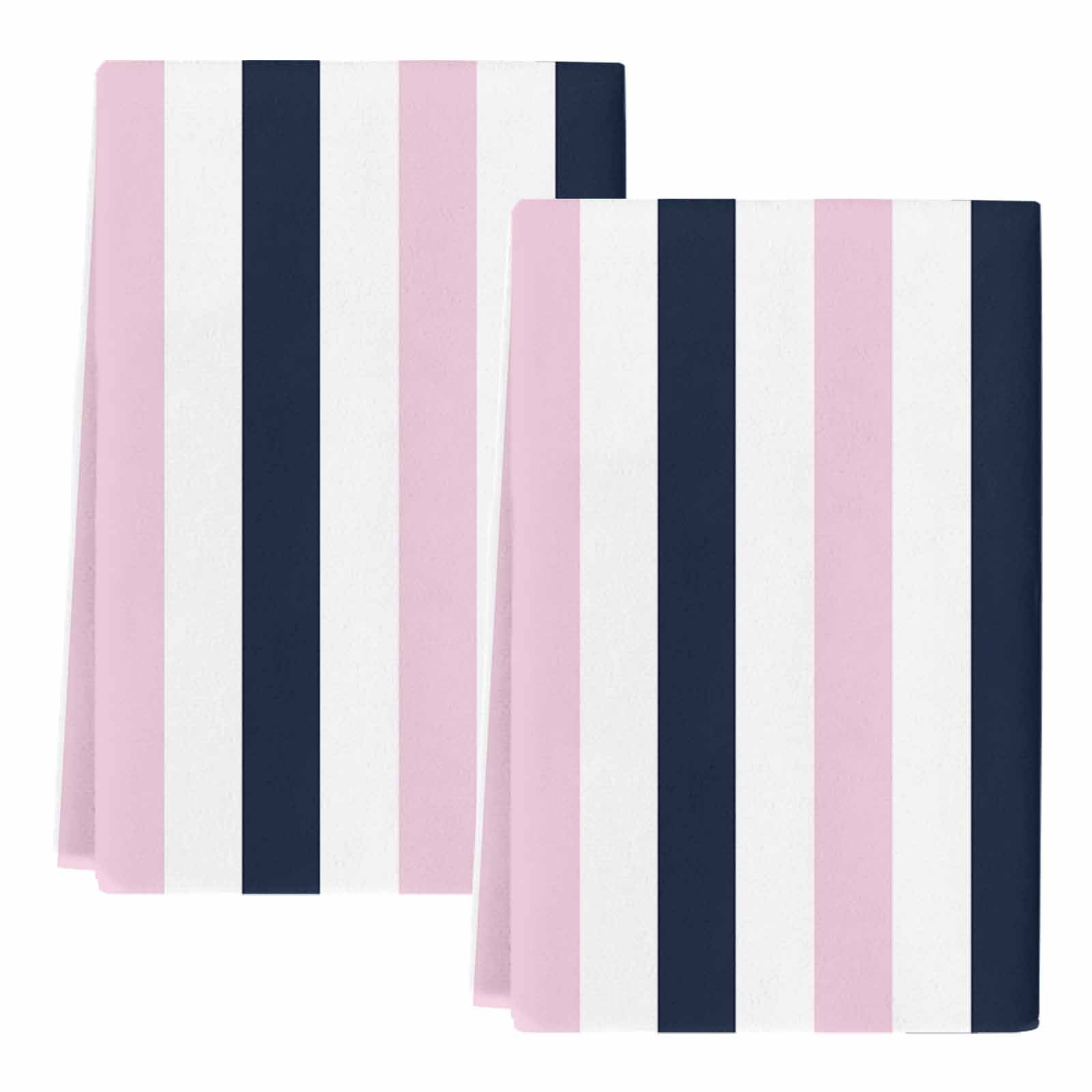 Dish Towels, Navy Blue Pink Stripes Absorbent Kitchen Towels 2 PCS ...