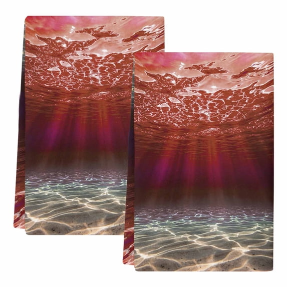 Dish Towels, Ocean Beaches Absorbent Kitchen Towels 2 PCS, Red Light ...