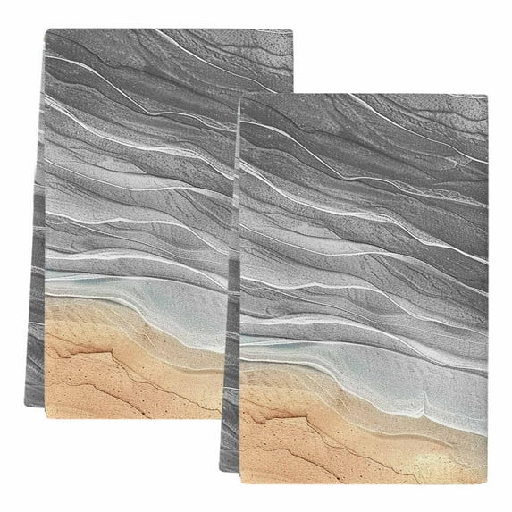 Dish Towels, Ocean Wave Absorbent Kitchen Towels 2 PCS, Ombre Grey ...