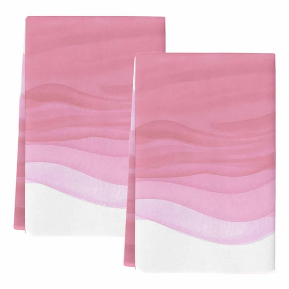 Dish Towels, Ombre Pink Waves Absorbent Kitchen Towels 2 PCS, Abstract ...