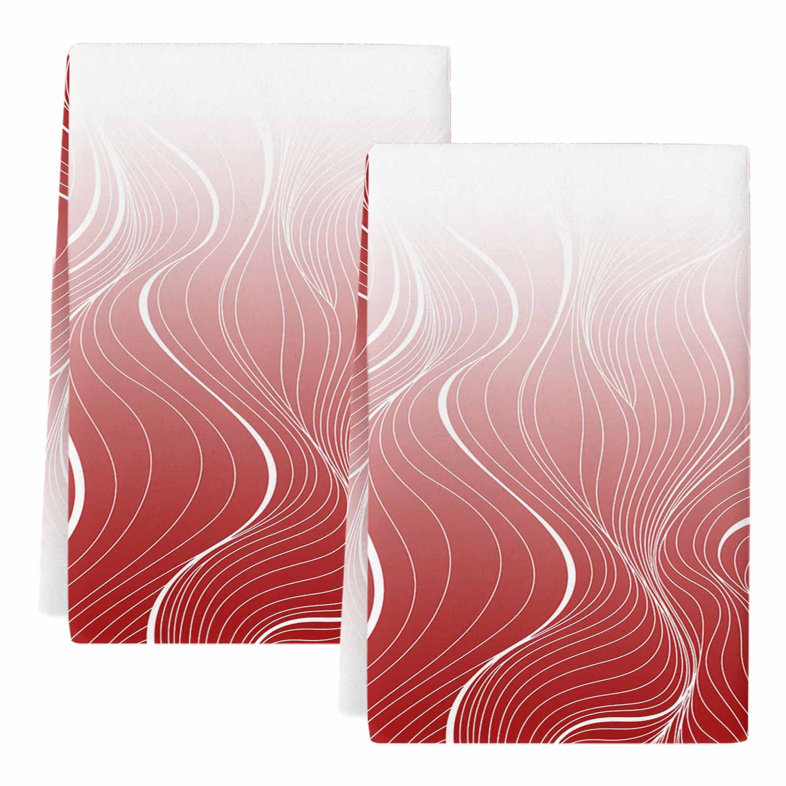 Dish Towels, Ombre Red Stripes Absorbent Kitchen Towels 2 PCS, Striped ...