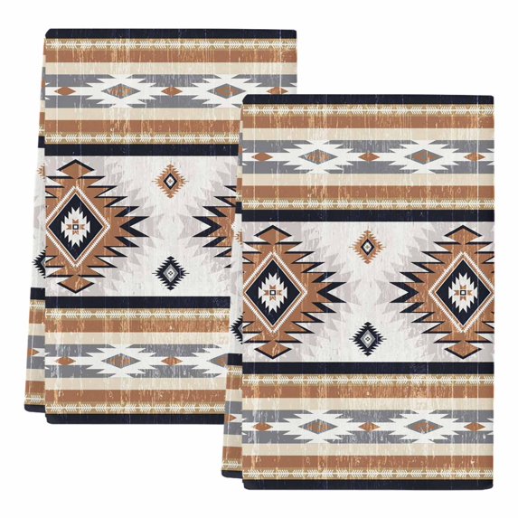Dish Towels, Orange Boho Aztec Absorbent Kitchen Towels 2 PCS ...