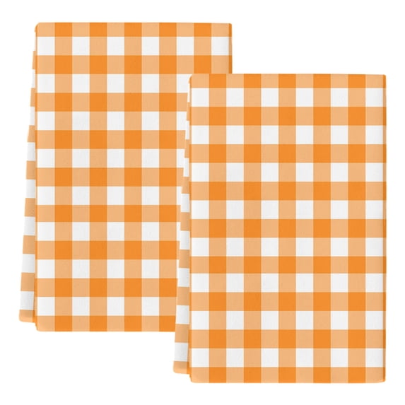 Dish Towels, Orange Buffalo Checked Plaid Absorbent Kitchen Towels 2 ...