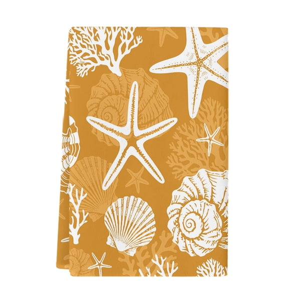 Dish Towels, Orange Coastal Marine Life Absorbent Kitchen Towels 1 PC ...