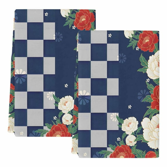 Dish Towels, Peony Absorbent Kitchen Towels 2 PCS, Harmony Japanese ...