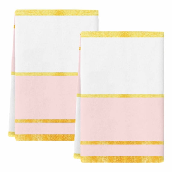 Dish Towels, Pink Absorbent Kitchen Towels 2 PCS, Luxury Golden Stripes ...