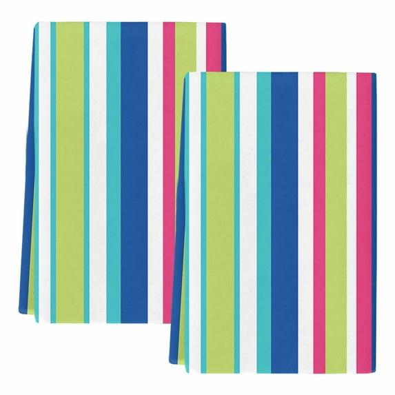 Dish Towels, Pink Blue Green Stripes Absorbent Kitchen Towels 2 PCS ...
