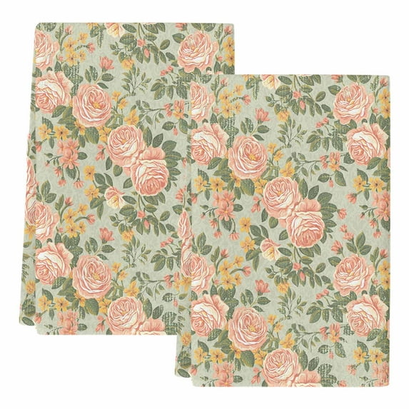 Dish Towels, Pink Camellia Floral Absorbent Kitchen Towels 2 PCS ...