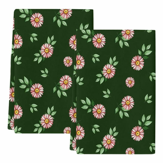 Dish Towels, Pink Daisies Flowers Absorbent Kitchen Towels 2 PCS ...