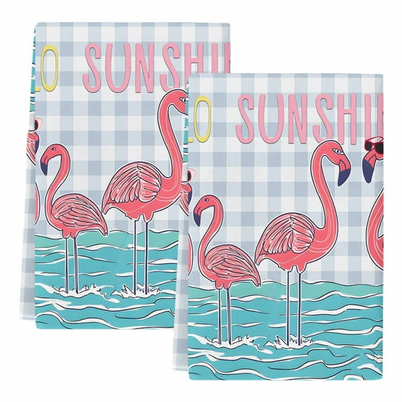 Dish Towels, Pink Flamingo Absorbent Kitchen Towels 2 PCS, Hello ...