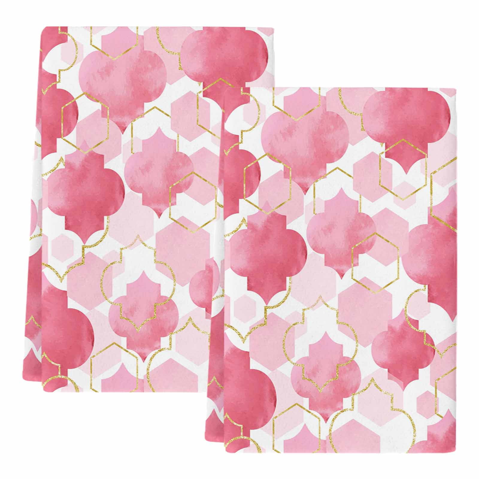 Dish Towels, Pink Moroccan Absorbent Kitchen Towels 2 PCS, Gradient ...