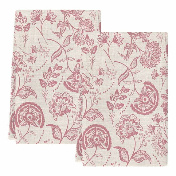 Dish Towels, Pink Pastoral Flowers Absorbent Kitchen Towels 2 PCS ...