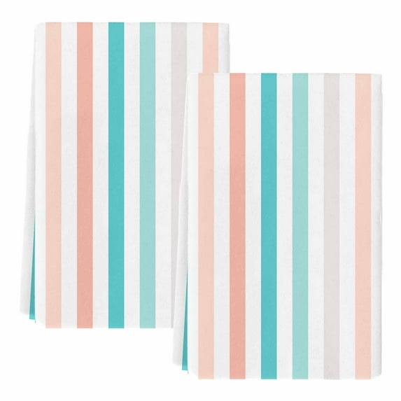 Dish Towels, Pink Teal Green Stripes Absorbent Kitchen Towels 2 PCS ...