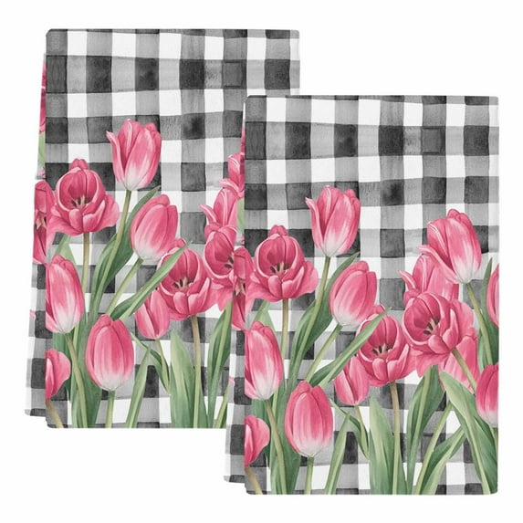 Dish Towels, Pink Tulip Flower Absorbent Kitchen Towels 2 PCS, Spring ...