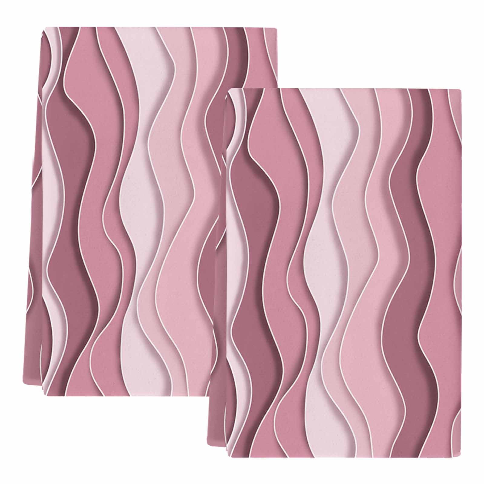 Dish Towels, Pink Waves Absorbent Kitchen Towels 2 PCS, Abstract Lines ...