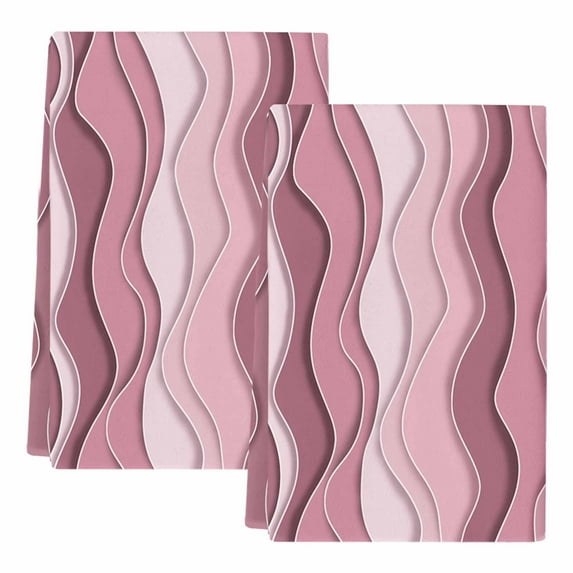 Dish Towels, Pink Waves Absorbent Kitchen Towels 2 PCS, Abstract Lines ...