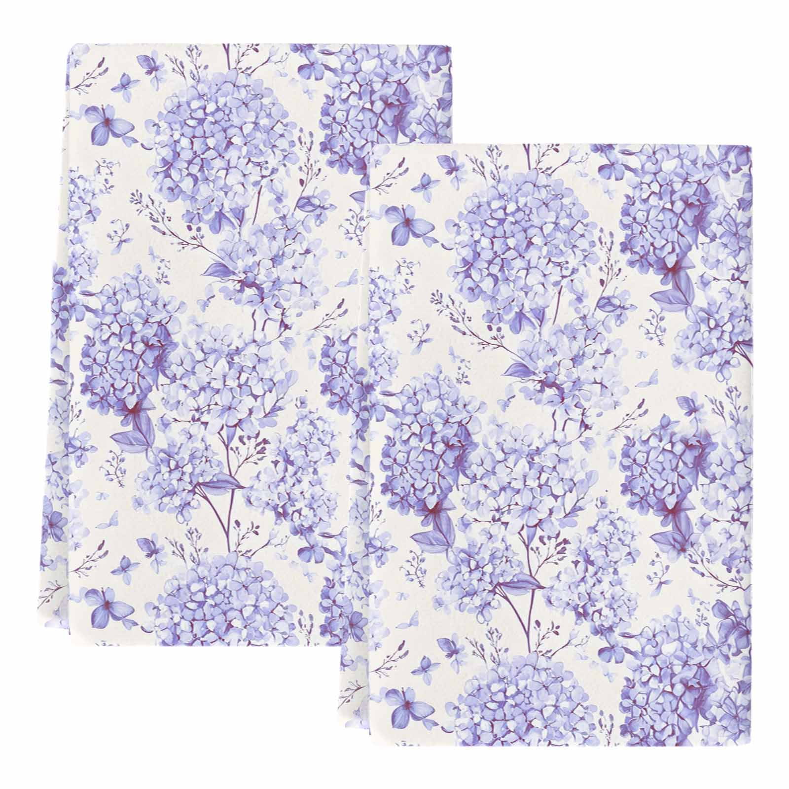 Dish Towels, Purple Hydrangea Absorbent Kitchen Towels 2 PCS, Spring ...