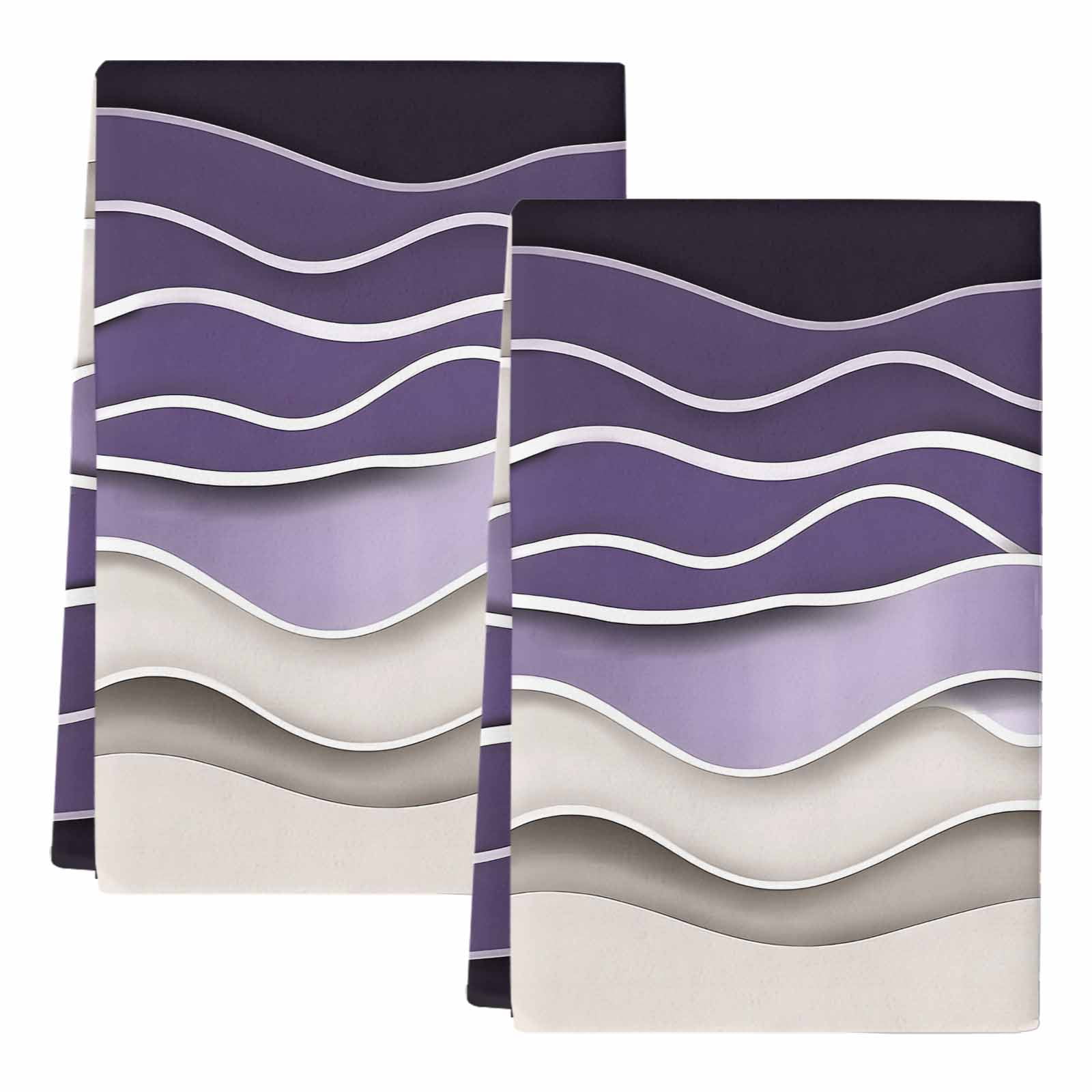 Dish Towels, Purple Waves Absorbent Kitchen Towels 2 PCS, Abstract ...