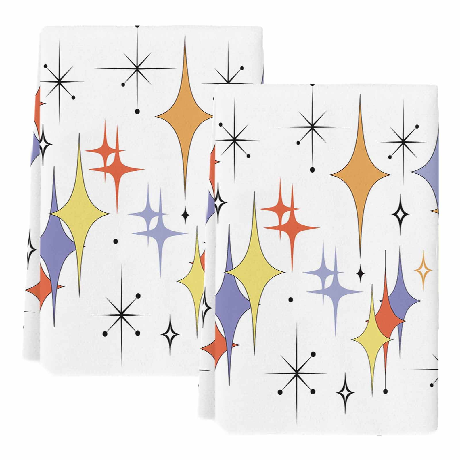 Dish Towels, Purple Yellow Orange Diamond Absorbent Kitchen Towels 2 ...