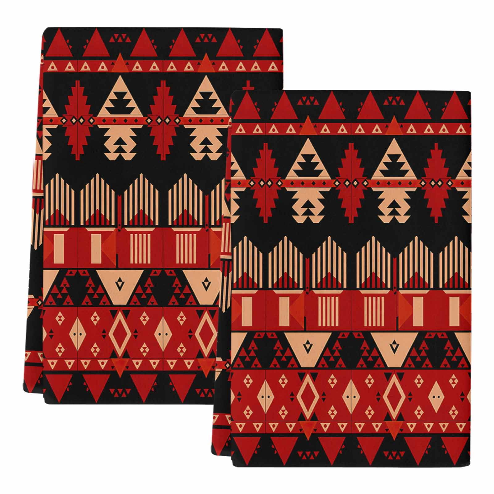 Dish Towels, Red Aztec Boho Absorbent Kitchen Towels 2 PCS, Tribal ...