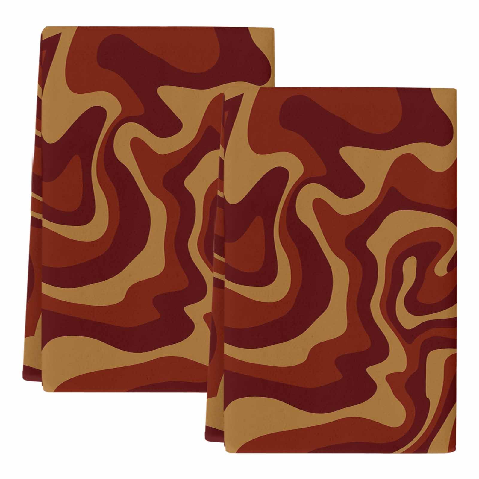 Dish Towels, Red Brown Spiral Swirl Absorbent Kitchen Towels 2 PCS ...
