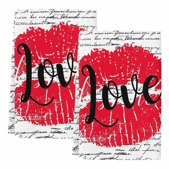 Dish Towels, Red Love Lipprint Absorbent Kitchen Towels 2 PCS, Lip ...