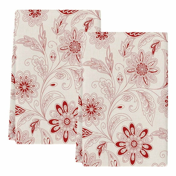 Dish Towels, Red Paisley Pattern Absorbent Kitchen Towels 2 PCS, Boho ...