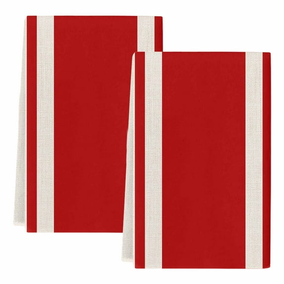 Dish Towels, Red Stripe Lines Absorbent Kitchen Towels 2 PCS, Linen ...