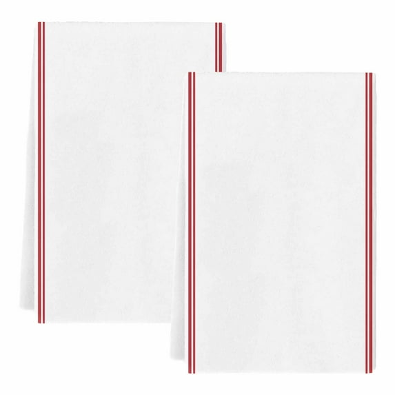 Dish Towels, Red Ticking Vertically Stripe Absorbent Kitchen Towels 2 ...