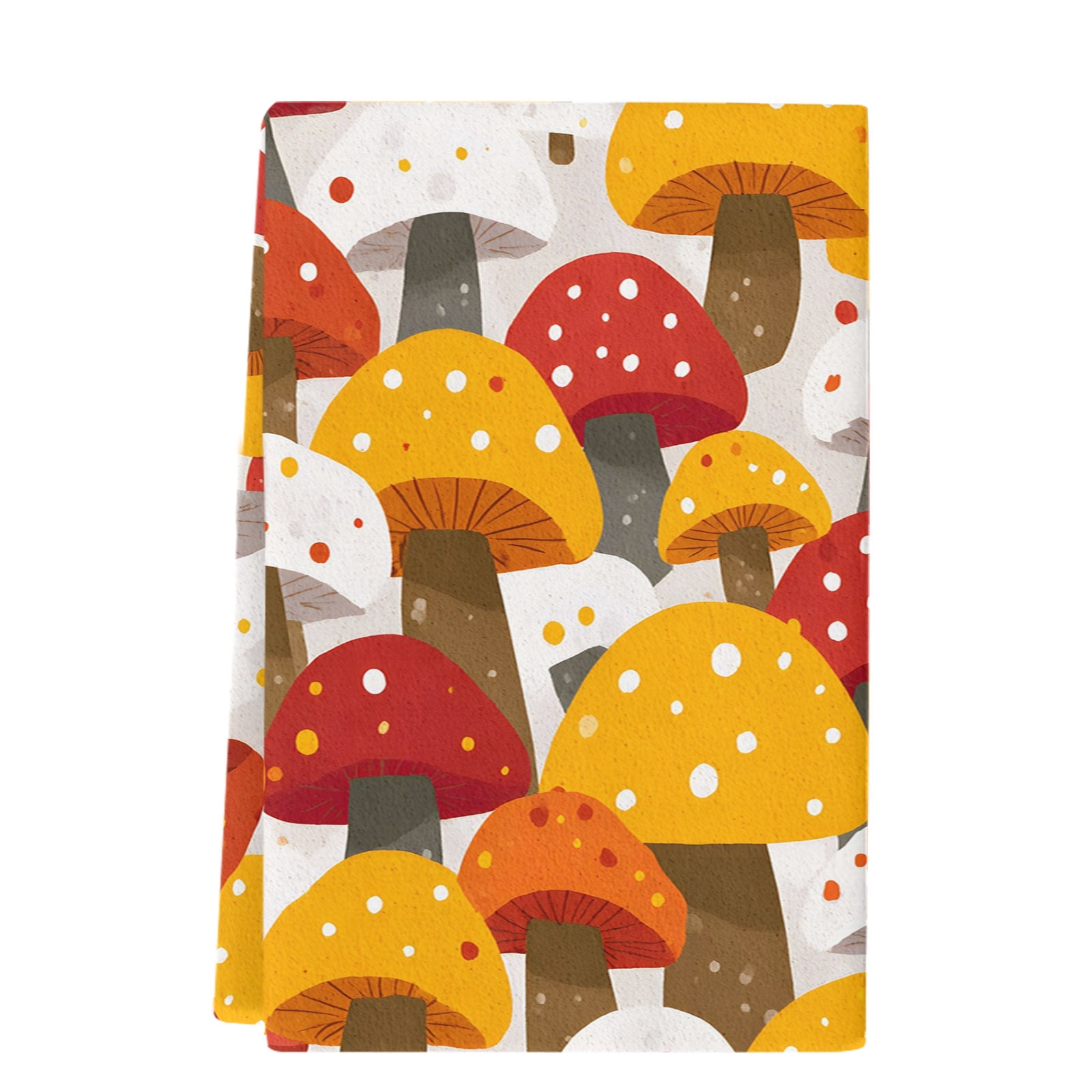 Dish Towels, Red Yellow Mushrooms Absorbent Kitchen Towels 1 PC, Modern ...