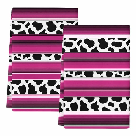 Dish Towels, Rosy Pink Stripes Absorbent Kitchen Towels 2 PCS, Cow ...
