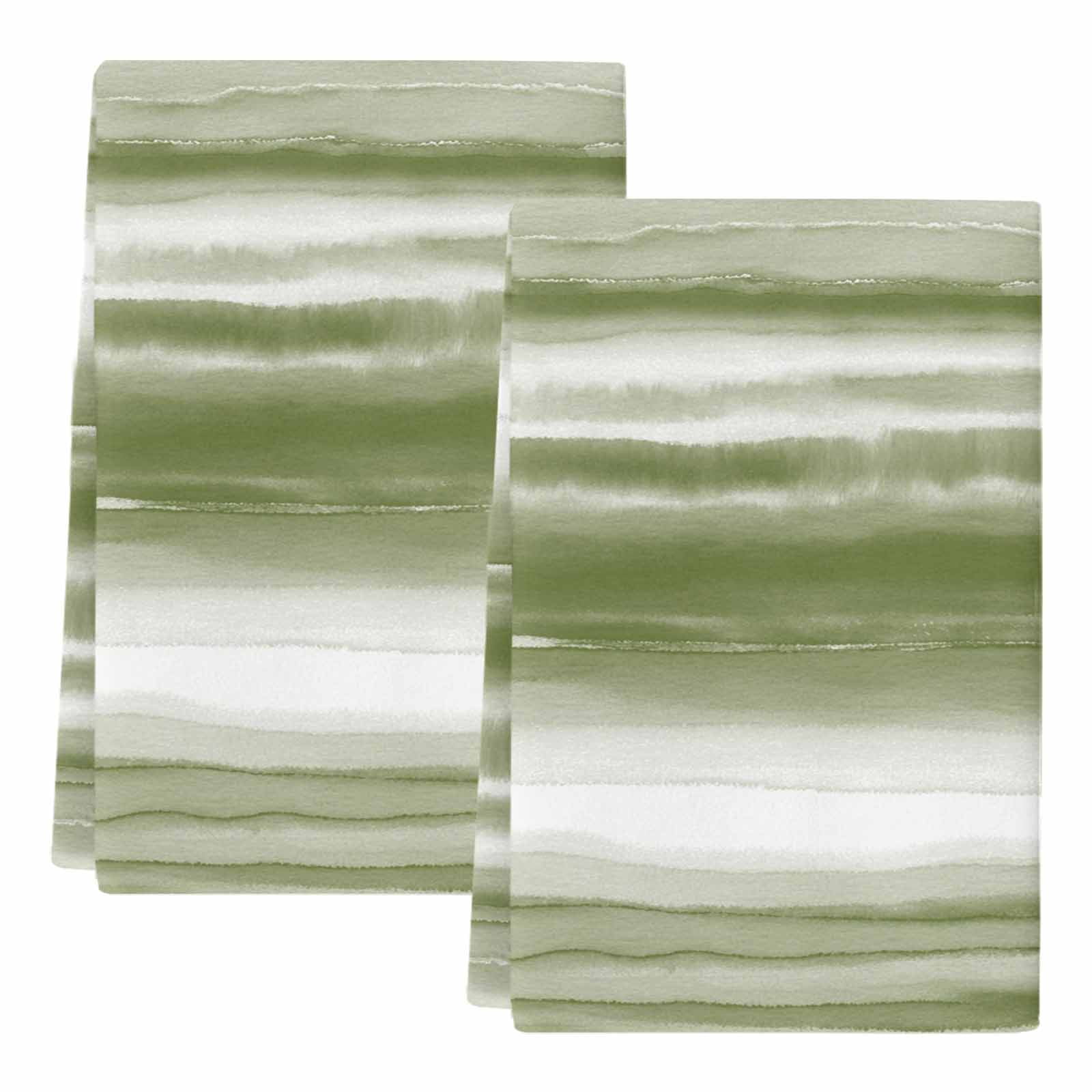 Dish Towels, Sage Green Abstract Waves Absorbent Kitchen Towels 2 PCS ...