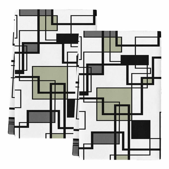 Dish Towels, Sage Green Black Lines Absorbent Kitchen Towels 2 PCS ...