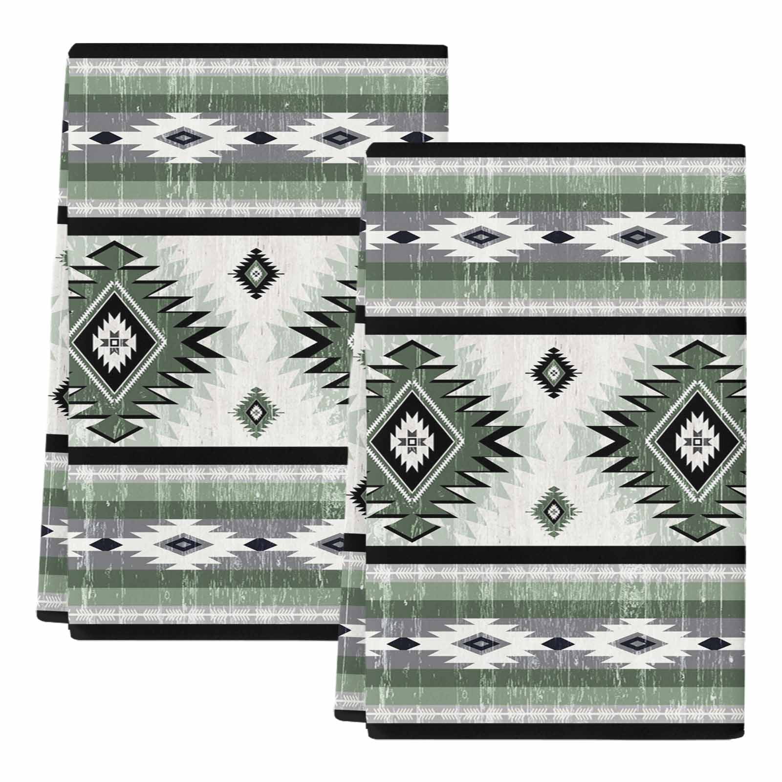 Dish Towels, Sage Green Boho Aztec Absorbent Kitchen Towels 2 PCS ...