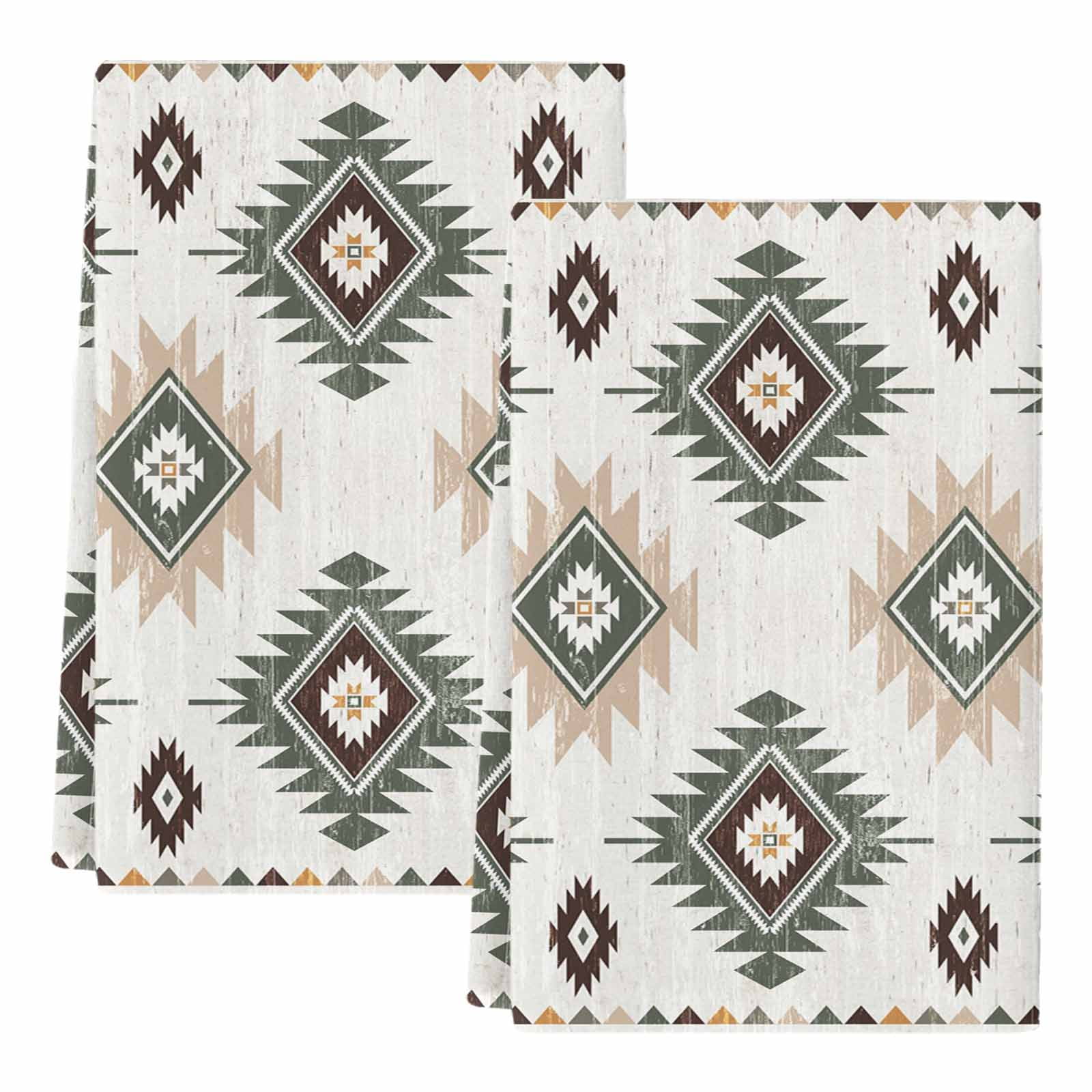 Dish Towels, Sage Green Boho Aztec Absorbent Kitchen Towels 2 PCS ...