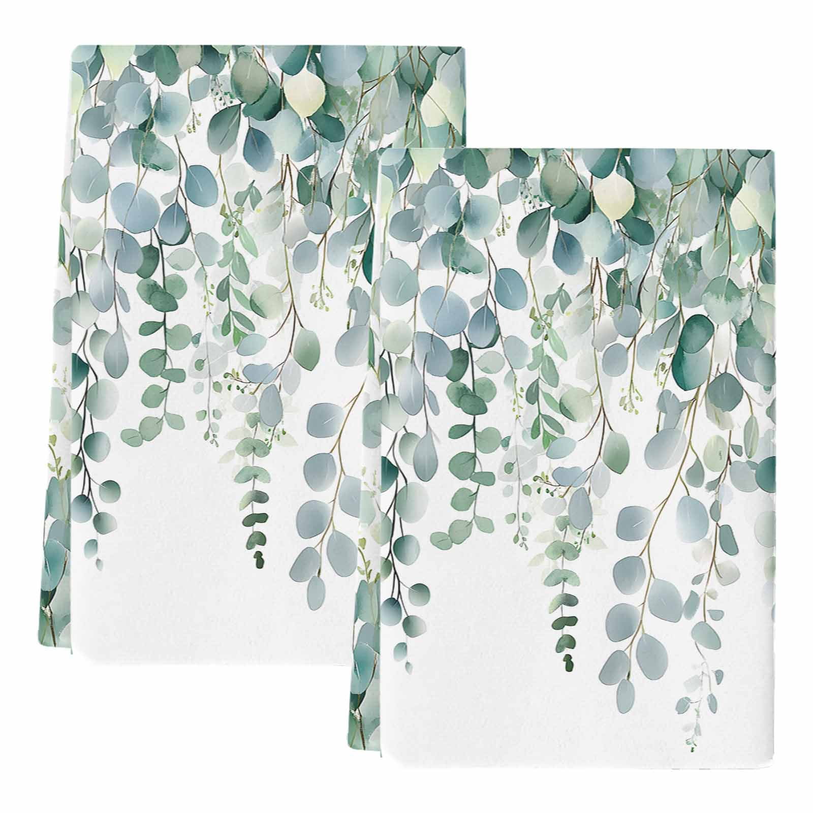 Dish Towels, Sage Green Eucalyptus Leaves Absorbent Kitchen Towels 2 ...