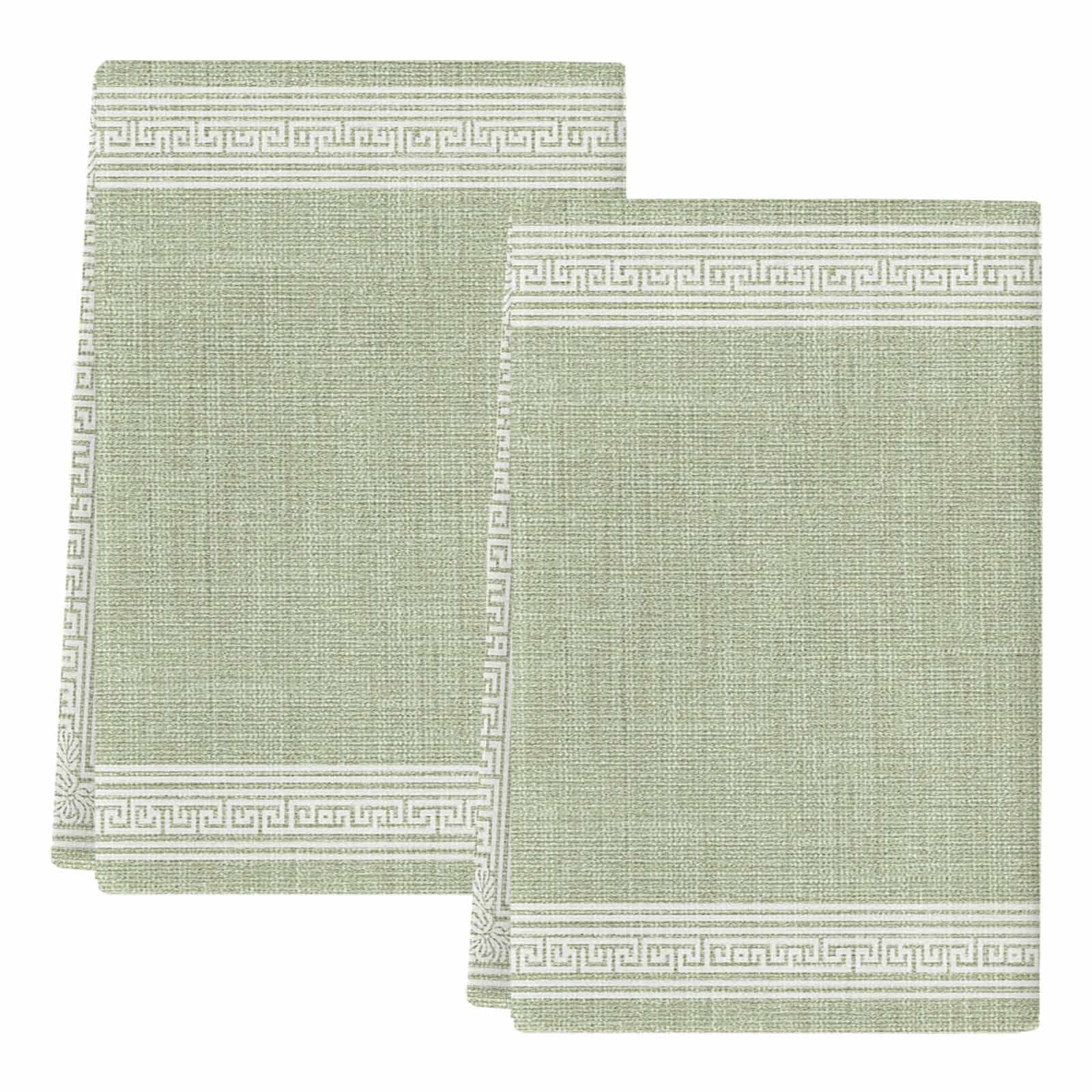 Dish Towels, Sage Green Linen Key Design Absorbent Kitchen Towels 2 PCS ...